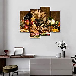First Wall Art Modern 4 Panels Canvas Fresh Fruit On The Table Kitchen Wall Art Painting The Picture Print On Canvas Food Pictures Colorful