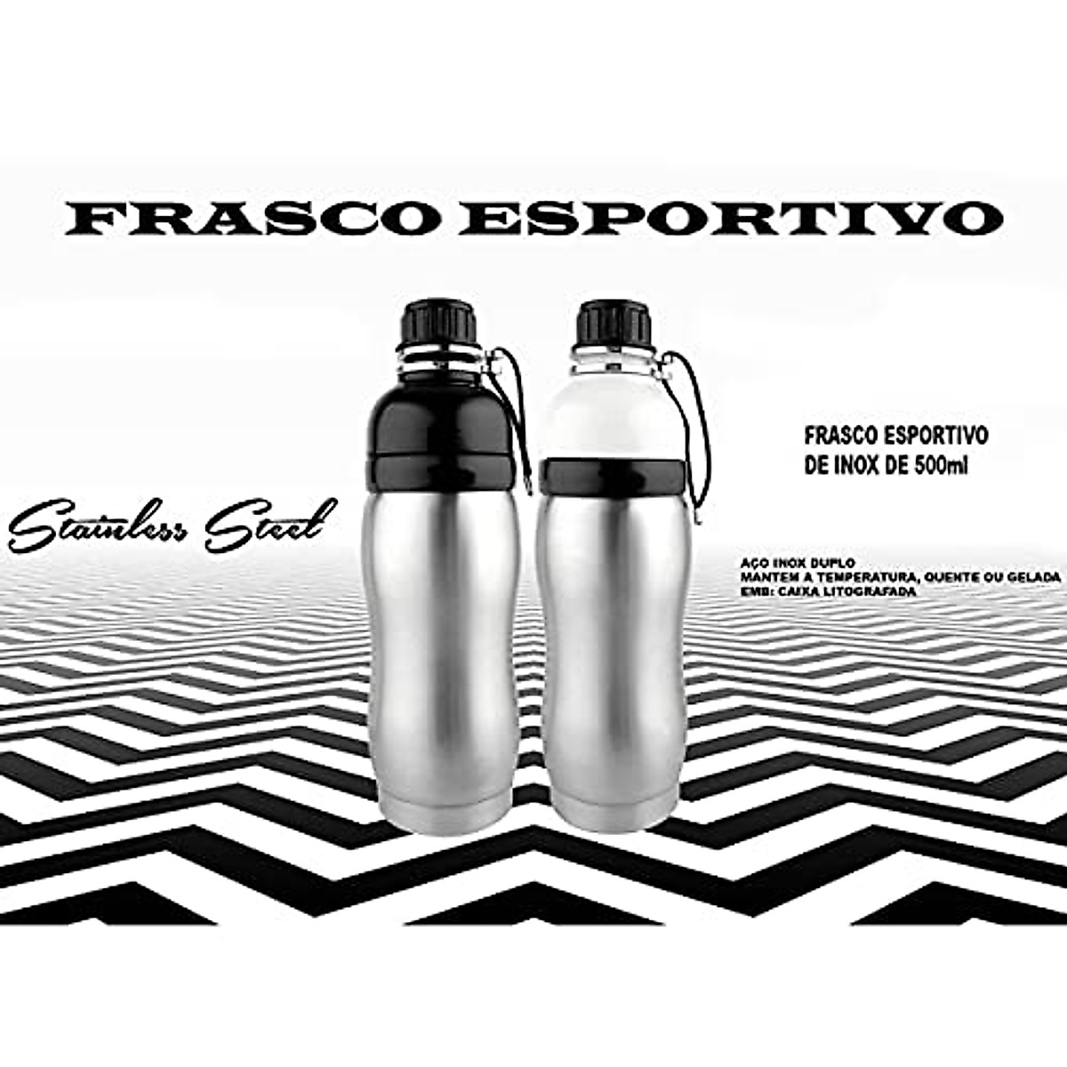 herweg, Sports thermos bottle, container, stainless steel water bottles -17Oz / 500ml, school bottles, for hot or cold drinks, bottle with spout easy hydration during exercise, 415-55