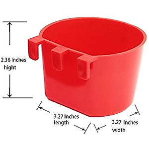 10PCS Feeder Cage Cups Hanging Chicken Bird Water Cups Pet Bowls with Hooks (Red)