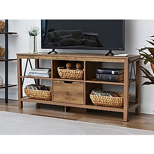 StorageWorks Hand-Woven Large Storage Baskets with Wooden Handles, Water Hyacinth Wicker Baskets for Organizing, 2-Pack