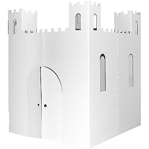 Easy Playhouse Blank Castle - Kids Art & Craft for Indoor & Outdoor Fun, Color, Draw, Doodle on this Blank Canvas–Decorate & Personalize a Cardboard Fort, 32" X 32" X 43. 5" -Made in USA, Age 3+