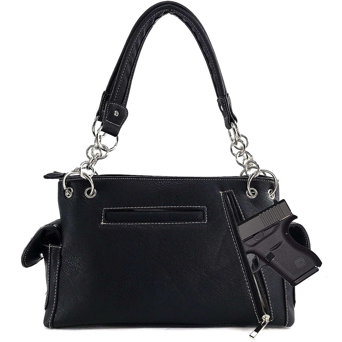 Zelris Tribal Dream Catcher Feather Embroidery CCW Concealed Carry Western Handbag And Wallet Set (Black)