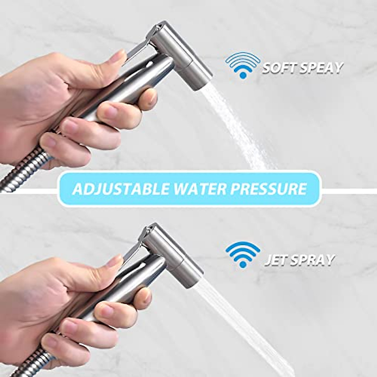Star20XX Handheld Bidet Sprayer for Toilet-Adjustable Water Pressure Control with Bidet Hose for Wash (Brushed Nickel)