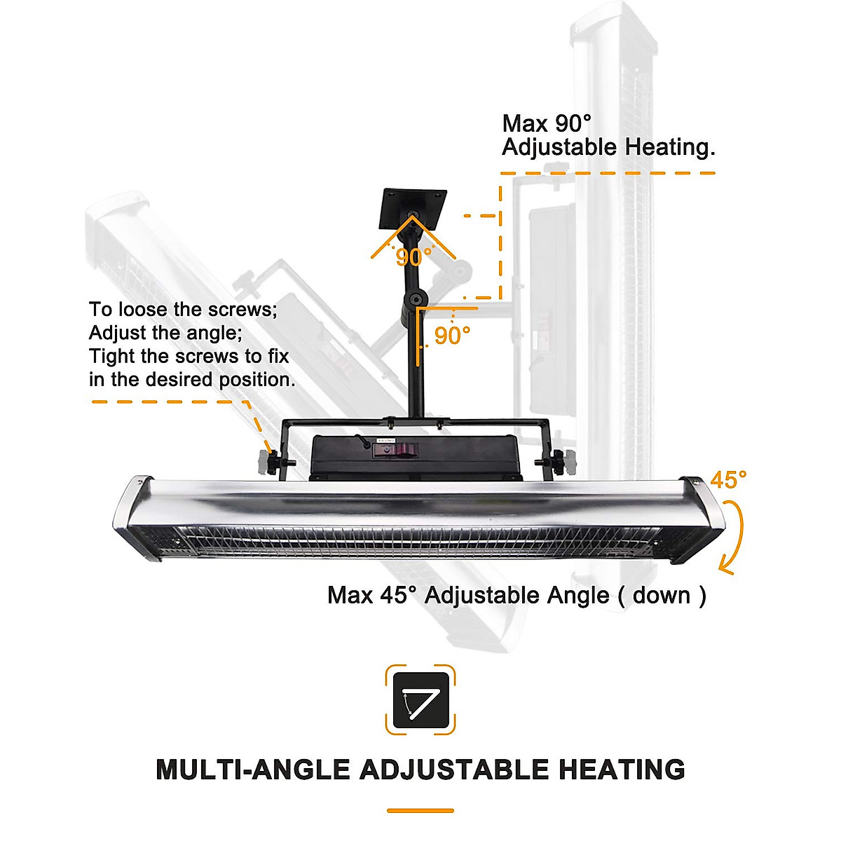 Star Patio Electric Patio Heater, Outdoor Heater with Remote and Touch Switch, 700W/800W/1500W Infrared Ceiling Heater with Black Finish, STP1520-FHC-RMLED N1