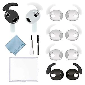 Ear Hooks Ear Covers Compatible with AirPods 3, SUOFEIK Anti-Drop Ear Covers AirPods 3 Accessories for Running, Cycling and Other Indoor-Outdoor Activities (3W+1B)