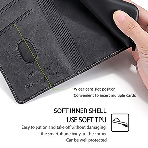 Fansipro Wallet Folio Case for Oppo Reno 2 Z, Premium PU Leather Slim Fit Cover for Reno 2 Z, 2 Card Slots, Friendly Fit, Black & Gray