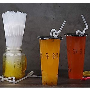 [Individually Wrapped] 100 Pcs Clear Flexible Plastic Straws, Disposable Bendy Straws, 10.2" Long and 0.23'' Diameter, BPA-Free