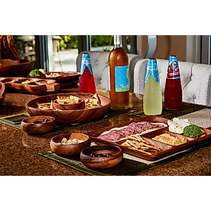 SDS Home Imports Acacia Wood Chip n Dip Bowl For Salsa and Chips Party Elegant Tray Round 9" WIDE 4" Dipping Hole