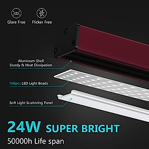 DUKTIG LED Desk Lamp for Women, Double Head Architect Desk Lamp, Bright Desk Lamps with Clamp, 5 Color Modes and Dimmable Tall Desk Lamps for Home Office, Studio (24W, Crimsonb Red)