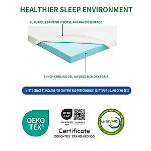 3 Inch Gel Infused Memory Foam Mattress Topper Queen Size, High Density Cooling Ventilated Design Memory Foam Bed Toppers-Ultra Plush Mattress Toppers