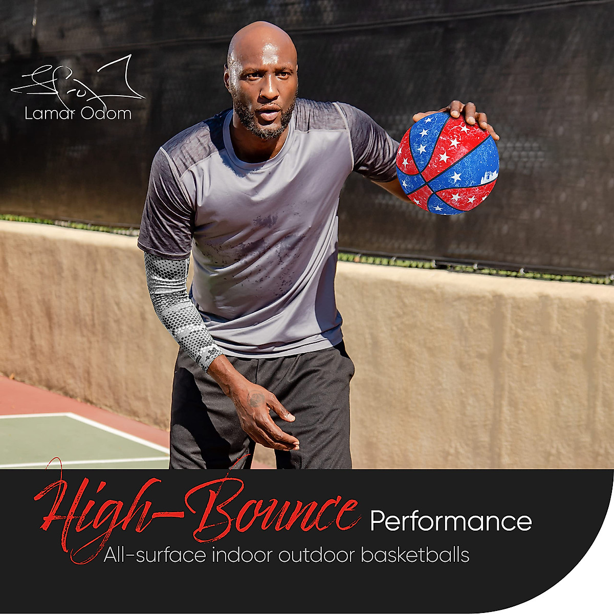 Millenti Basketball American Flag Stars and Stripes High-Visibility, Easy-to-Track Designs, Patriotic USA Basketball Red, White & Blue - Size 7, BB0407RWB