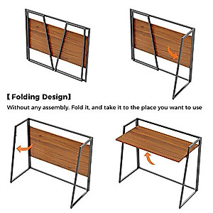 EUREKA ERGONOMIC Foldable Desk 41", No Assembly Required Home Office Small Folding Computer Desk Table for Small Spaces Study Writing Work, Portable, Easy to Fold Up or Down, Space Saving, Brown
