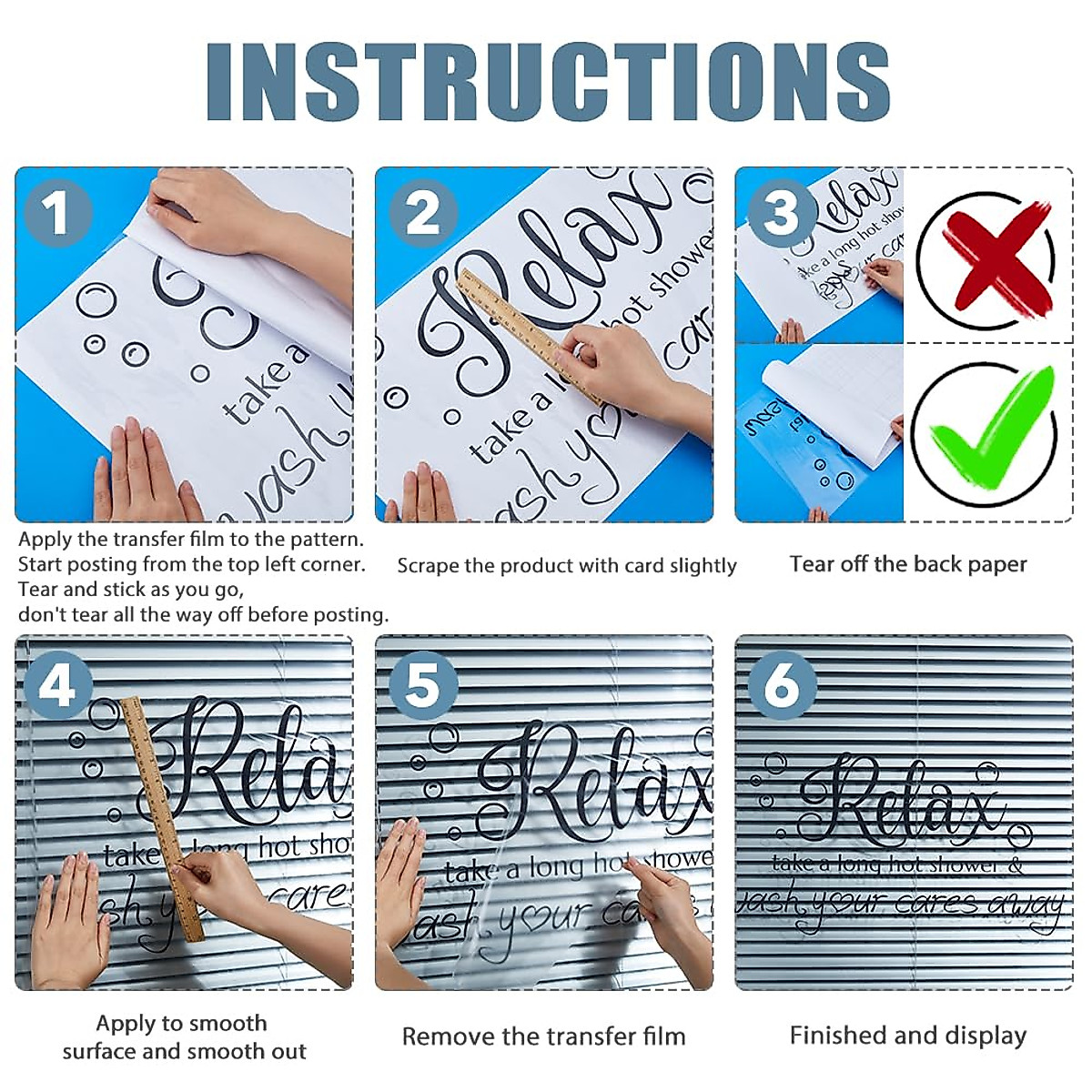 SUPERDANT Bathroom Wall Decals Relax Shower Door Decals Bath Wall Sticker for Dorm Take A Long Hot Shower Quotes Wall Art DIY Decor Wall Art Stickers Vinyl Bathroom Stickers Shower Doors