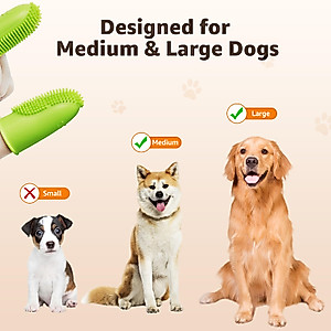 LOOBANI Dog Toothbrush Finger - Double Finger Toothbrush for Dogs, Surround Bristles, TPR Dog Finger Toothbrush Effective Teeth Cleaning, Green