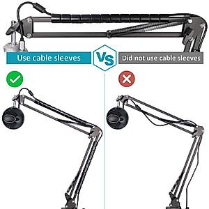 Snowball iCE Mic Boom Arm Stand with Pop Filter, Compatible with Blue Snowball Ice USB Microphone with Cable Sleeve by SUNMON