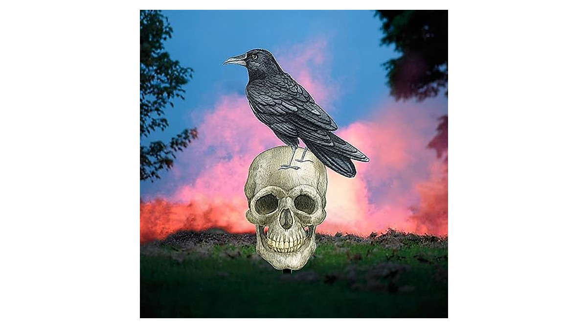 Scary Crow Skeleton Yard Sign for Halloween Decor
