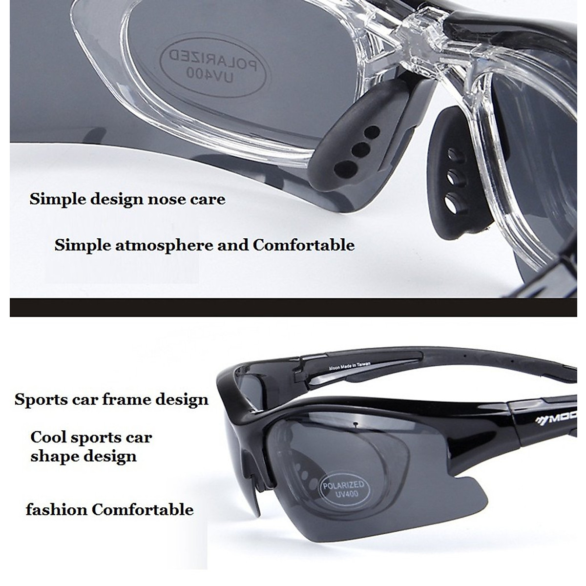 Lorsoul Polarized Sports Sunglasses with 5 Interchangeable Lenses, Tr90 Unbreakable glasses for Men Women Cycling Driving Running MTB Racing Ski Goggles (Black)