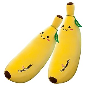 zhidiloveyou 2PCS Banana Plush Pillow Stuffed Banana Plushie Cute Fruit Toy for Kids, 13.7"