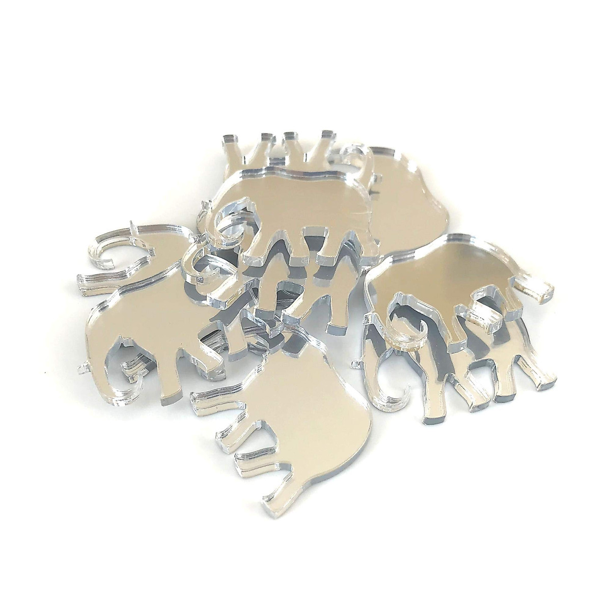 Super Cool Creations Elephant Shaped Crafting Mirrors, Set of 10, Many Colours, Shatterproof Acrylic, Gold Mirror, Pack of 20 x 2cm