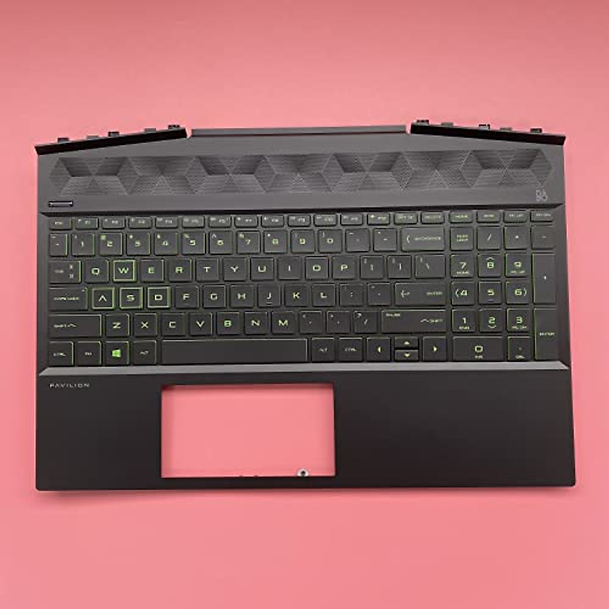 Replacement for HP Gaming Pavilion 15-DK 15-DK0126TX TPN-C141 Laptop Upper Case Palmrest Green Backlit Keyboard Assembly Part L57593-001 AP2K8000310