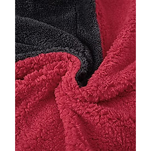 Gemarwel Ultra-Soft Micromink Thick Sherpa Blanket Twin Size for Bed, Reversible Fuzzy Warm Throw Blanket All Season for Men Women Gifts (60X80 Red and Black)