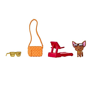 Barbie Extra Doll & Accessories with Platinum Blonde Hair, Blue Paisley-Print Jacket & Pet Chihuahua