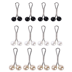 12pcs Multicolor Headscarf Pearl Pins Clips U Shape Hijab Scarf Lady Muslim Scarf Shawl Clips Scarf Brooches Pin Jewelry Accessories(Black&White&Gold)
