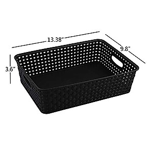 Bringer 4-Pack Plastic Paper Storage Baskets, Black