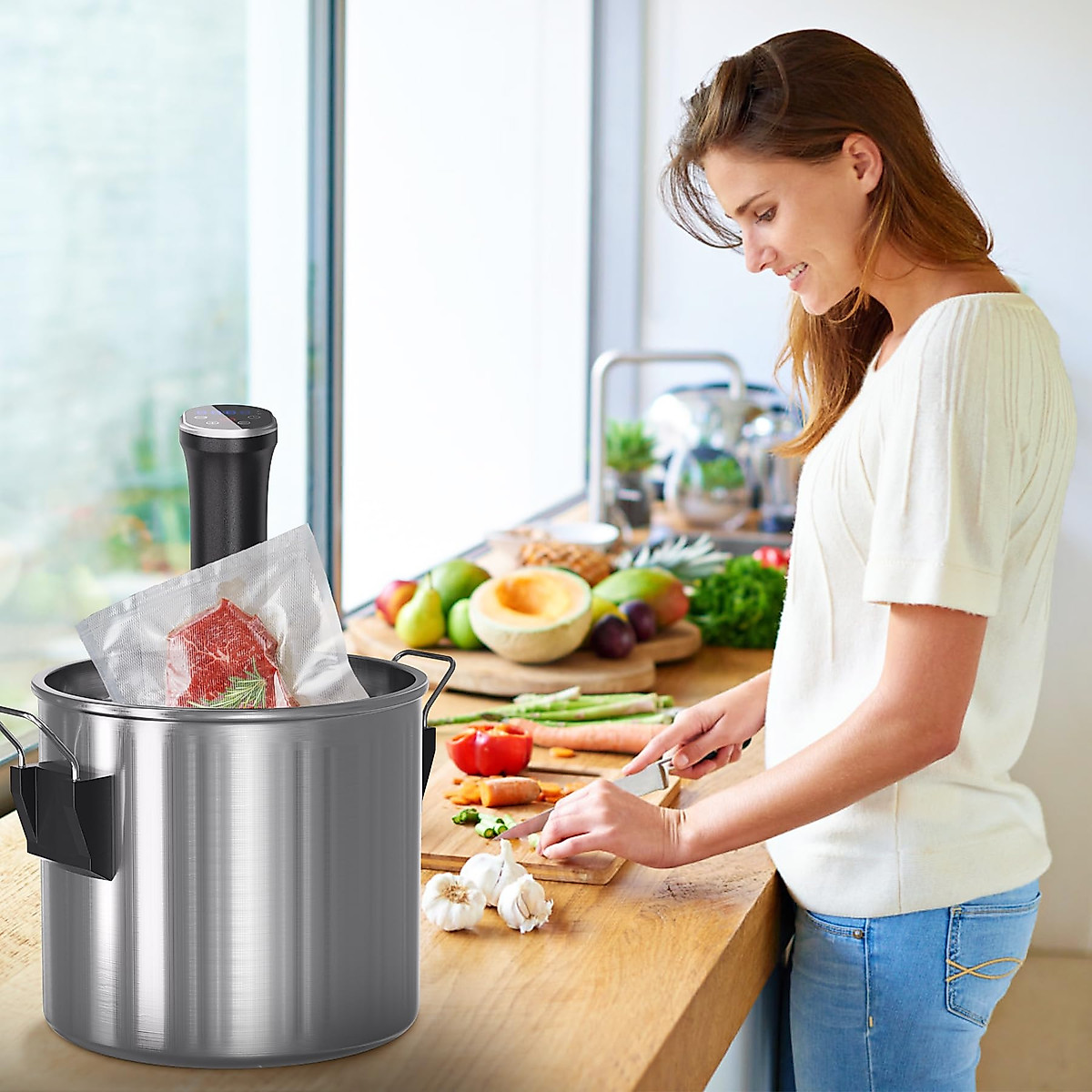 Upesitom Sous Vide Machine Upgraded 1100W Sous Vide Cooker Fast Heating, Ultra Quiet Immersion Circulator Precision Cooking Machine, IPX7 Waterproof, Accurate Temp, Digital Timer, Touch Control