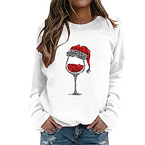 Ugly Christmas Sweatshirt Shirts for Women Waistcoat Vest for Women Sweatshirts Tops Shirts Christmas t-Shirt Women tee Shirts Velvet Vest Long Balloon Sleeve Black Rhinestone top one Shoulder