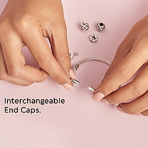 Pandora Jewelry Moments Slider Snake Chain Charm Cubic Zirconia Bracelet in Sterling Silver