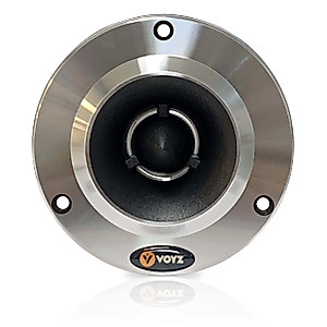 VOYZ 400 Watt Super Tweeter 2KHz - 20KHz - 1” Super Horn Heavy Duty Bullet Tweeter Titanium Diaphragm 4 ohms Chrome Finish with Crossover Capacitor (1 Pair)