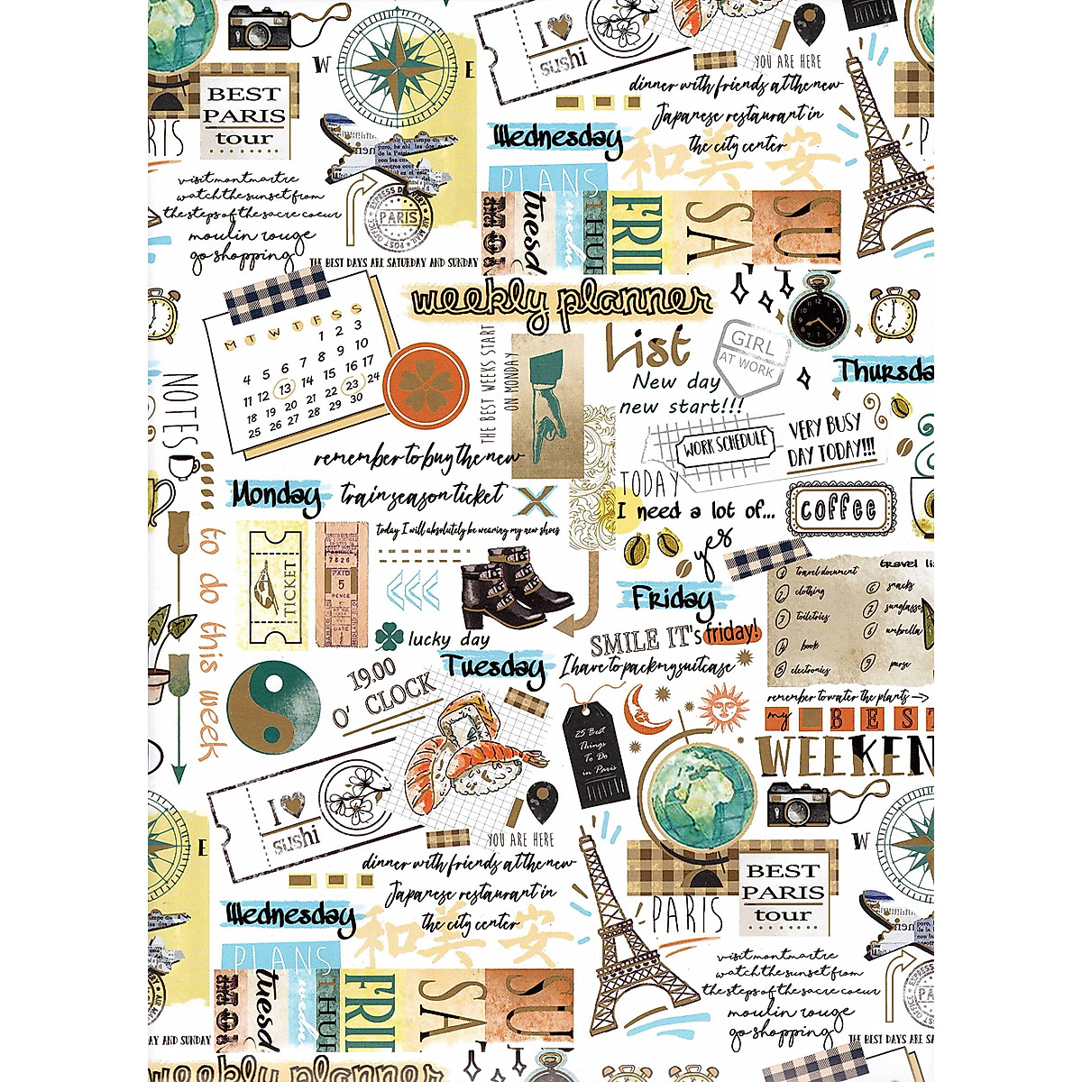 arkamii premium wrapping paper set of 4 sheets size 39 x 27 inch travel paris (18-9239)