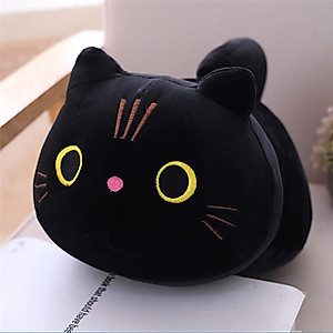Enhopty 10Inch Black Cat Plush Pillow Cat Stuffed Animal Plushies Cute Kitten Toys Sleeping Hugging Pillow Soft Cushion for Girls Kids Women 1PC (Small)