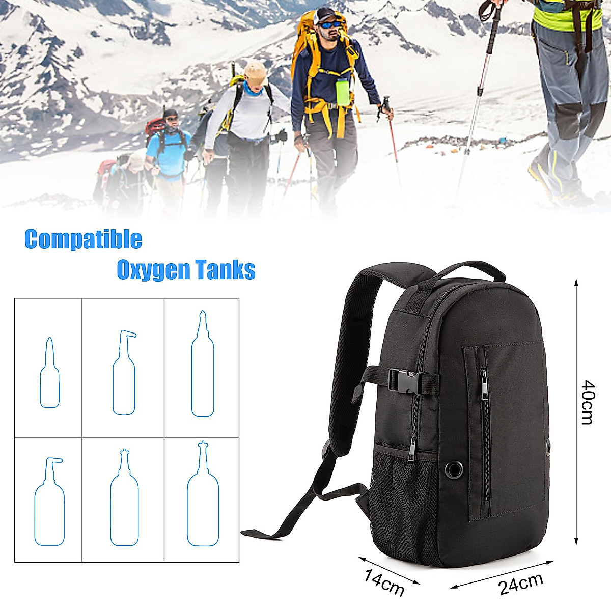Oxygen Tank Backpack Portable Oxygen Cylinder Carrying Bag Tank Holder for Travel Daily Compatible with Tank Size M2, M4/A, ML6, M6/B, M7, M9/C