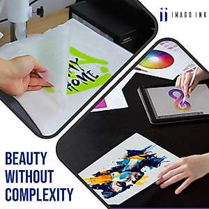 Imago Ink DTF Transfer Film 30 Sheets 8.4 x 11.7 Inches - Double Sided Matte Finish A4 PET Heat Transfer Paper for T Shirts and Clothing - Upgraded Premium Direct to Film for All Fabrics