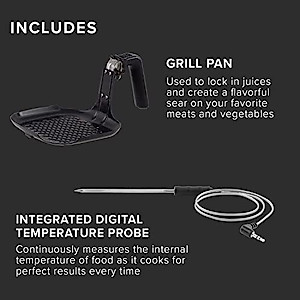 Nuwave Brio 6-Quart Healthy Digital Smart Air Fryer with Probe One-Touch Digital Controls, Advanced Cooking Functions, Removable Divider Insert & Grill Pan (NEW ACCESSORY)