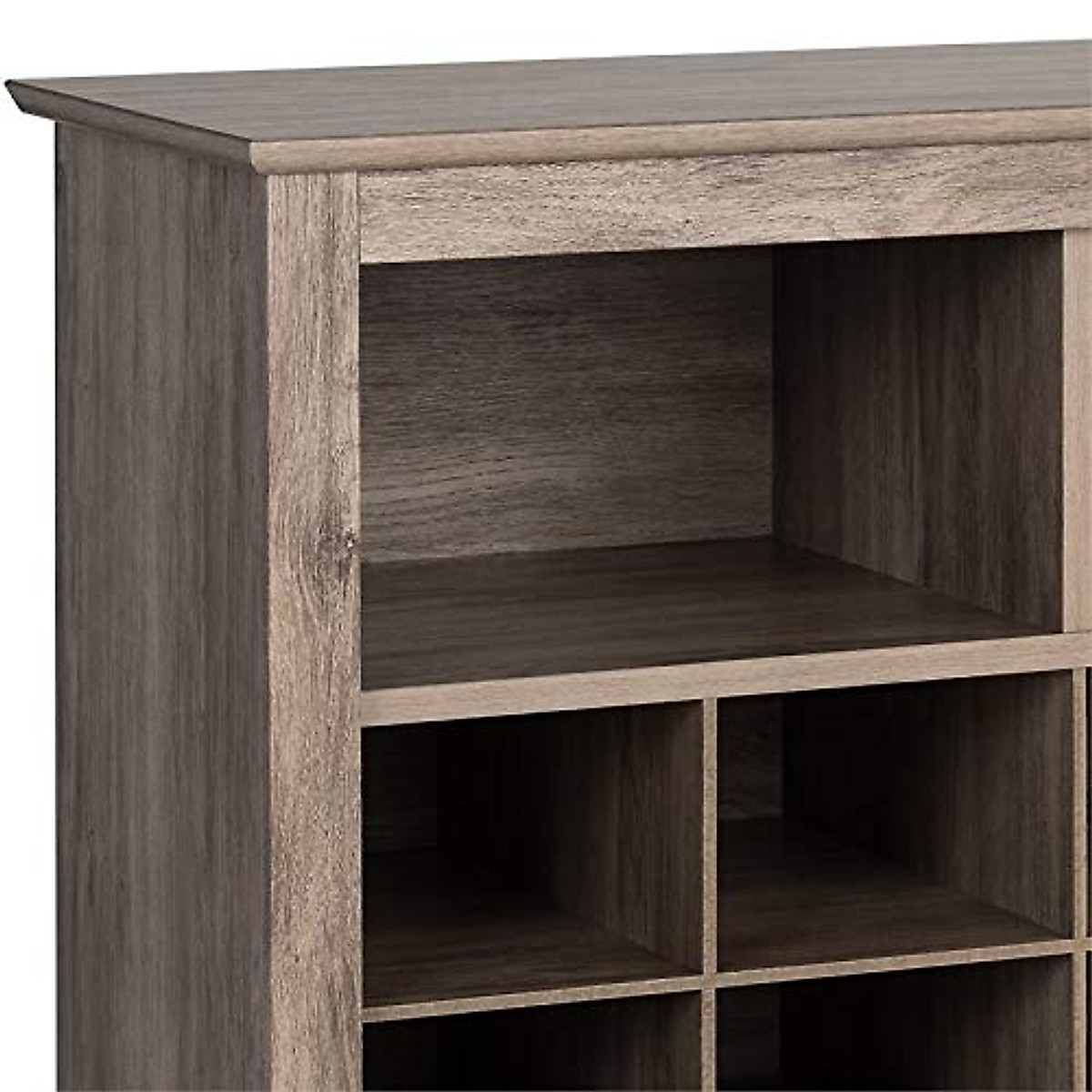 Pemberly Row Transitional 36 Cubby Wooden Shoe Cubby Console in Drifted Gray