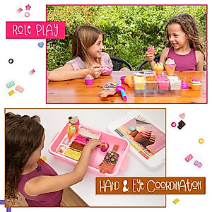 Kipipol Sensory bin - 29 pcs Ice Cream Toy Shop Play Sand Kit with 9 Ice Cream Sand Toys, 1.7 LB Moon Sand for Kids, Sandbox with A Lid - Pretend Play Sensory Toys for Girls and Boys age 3-5 and Up