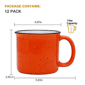 COMUDOT Ceramic Coffee Mugs,14 Ounce Ceramic Speckled Mug,Ceramic Tea Cups with Handle,for Tea, Coffee and Hot Chocolate, Set of 12