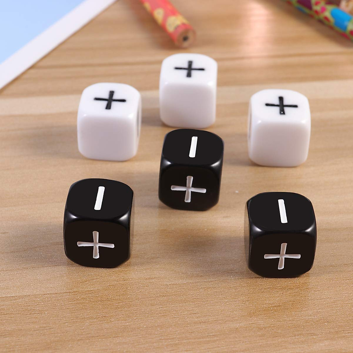 Toyvian Teacher Dice Set Math Operation Calculation Dice Minus Sign Plus Sign Dice Toys for Kids Classroom Teaching Supplies Bar Game Prop 6pcs