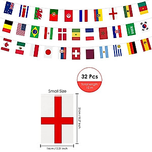 Soccer World Cup String Flag Bunting, 32 Countries Flags Banners Double-sided Polyester for World Cup, Garden, Bar, Restaurant and Party Decoration