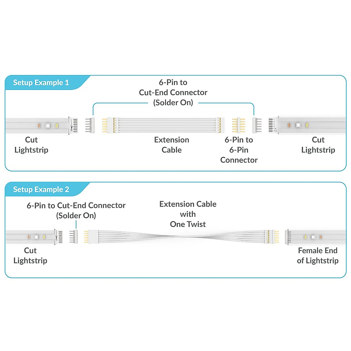 Litcessory 6-Pin to Cut-End Connector for Philips Hue Lightstrip Plus (Solder-On) (10 Pack, White - Standard 6-PIN V3)