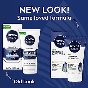 NIVEA MEN Sensitive Face Lotion with SPF 15, Broad Spectrum Sunscreen, 3 Pack of 2.5 Fl Oz Tubes