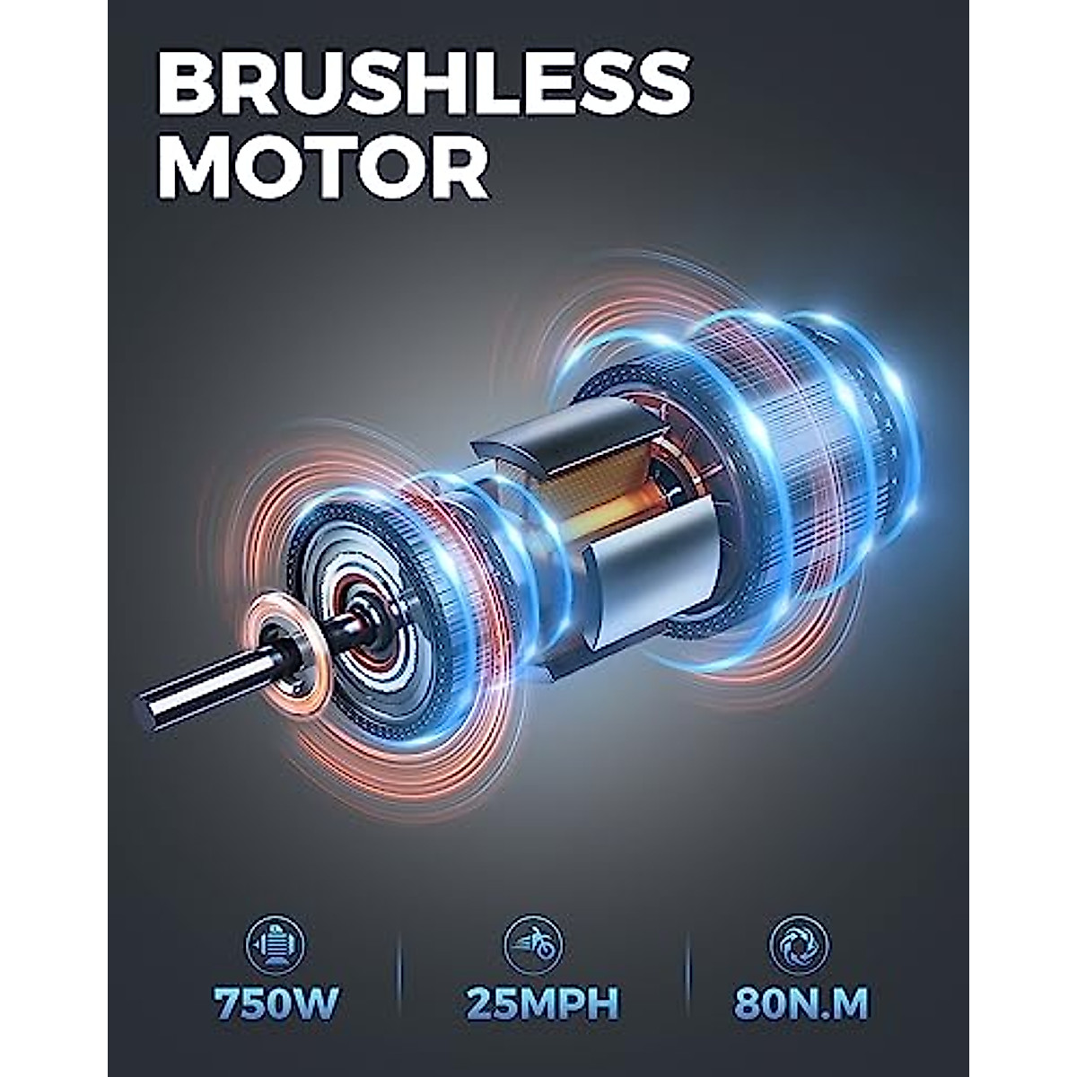 Mukkpet Suburban 750W Electric Bike for Adults, 25MPH Ebike, 26'' Fat Tire Electric Mountain Bikes 48V 15AH BMS Removable Battery Electric Bicycles