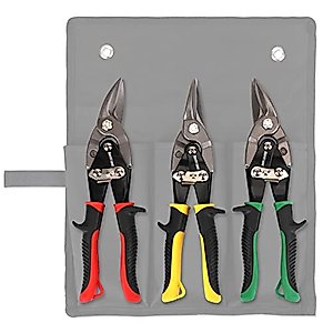 Hurricane 3 pc Aviation Tin Snips Set, Metal Cutter Shear for Cut Sheet Metal, Chrome Vanadium Steel, Straight Left and Right, Ergonomical TyreGrip Handle with Hang Hole and Safety Latch