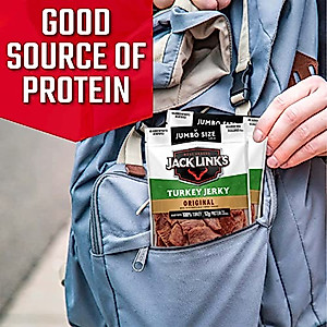 Jack Link's Turkey Jerky, Original, 5.85 oz. Sharing Size Bag – Flavorful Meat Snack with 12g of Protein, 80 Calories, Made with 100% Turkey - 96% Fat Free, No Added MSG or Nitrates/Nitrites