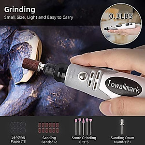 Rotary Tool Kit, Towallmark Cordless Rotary Tool 3.6V with 50 Accessories, USB Rechargeable, 3 Speed Mini Rotary Tool Multi-Purpose for Sanding, Polishing, Drilling, Engraving, DIY Small Projects