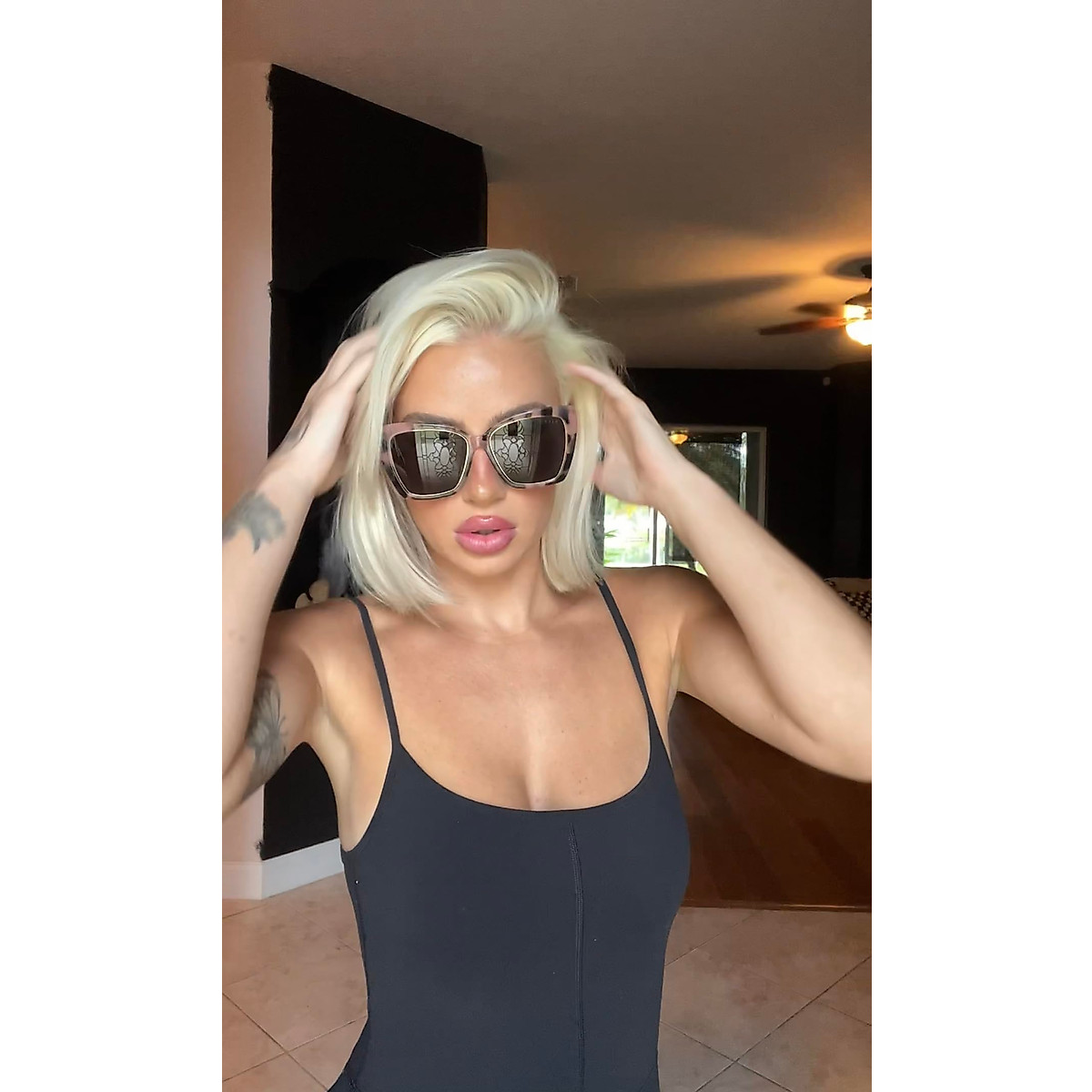 DIFF Becky IV Cat Eye Polarized Sunglasses for Women UV400 Protection, Oversized Designer Eyewear, Himalayan Tortoise + Grey