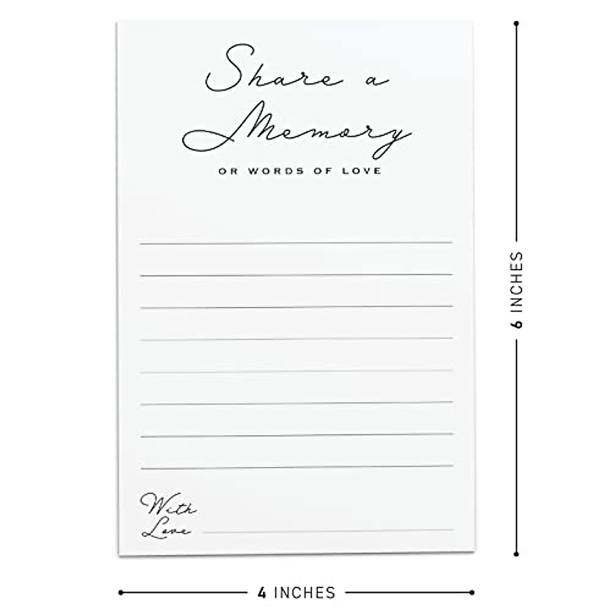 Share a Memory Cards - Minimalist Well Wishes Card - 4 x 6 - Set of 50 - for Celebration of Life, Weddings, Anniversaries, Memorials, Funerals, Birthdays, Graduation, Retirement, Going Away